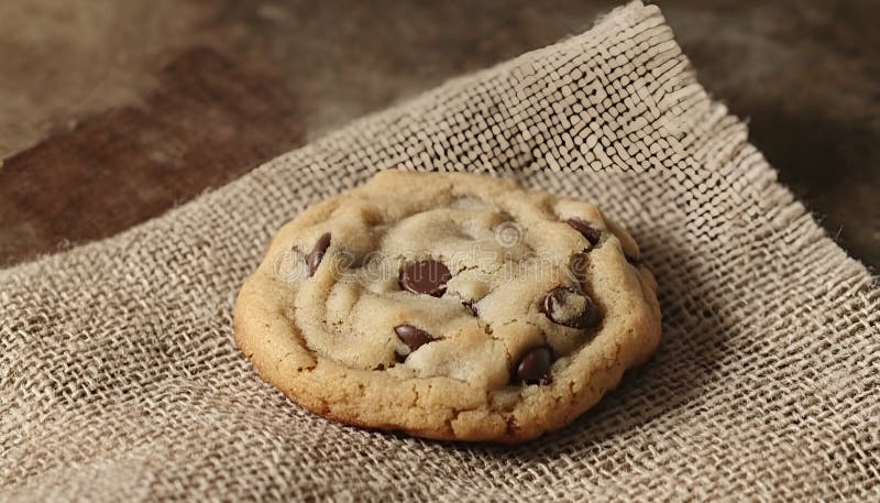 Delicious Chocolate Chip Cookies on Burlap Fabric, Closeup Stock Photo ...