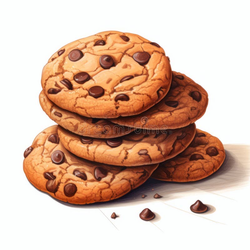 Delicious Chocolate Chip Cookies with a Cartoon Realism Twist Stock ...