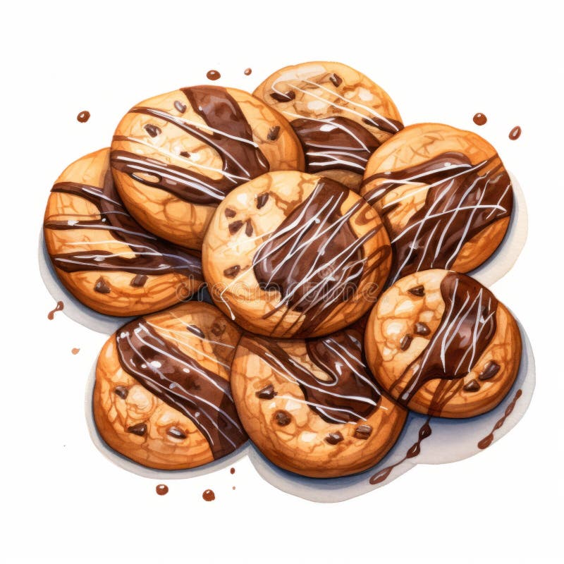 Delicious Chocolate Chip Cookies with Chocolate Drizzle - Vector ...
