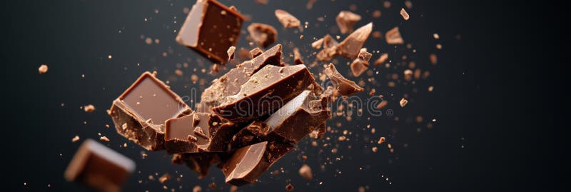 Delicious Chocolate Chunks Exploding on Dark Background Stock Photo ...