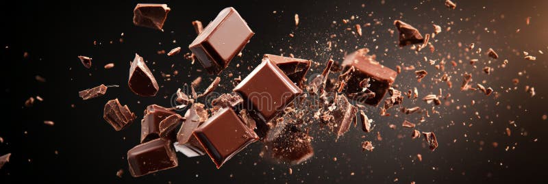 Delicious Chocolate Chunks Exploding on Dark Background Stock Image ...