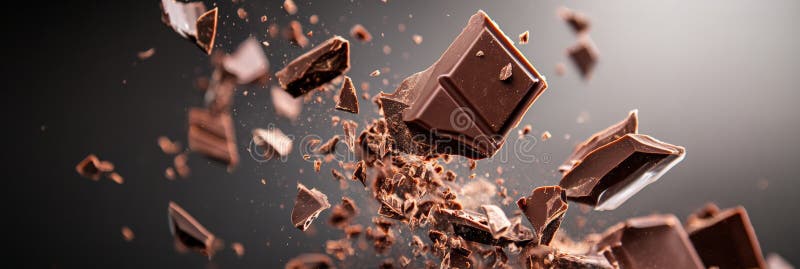 Delicious Chocolate Chunks Exploding and Levitating in Mid Air Stock ...
