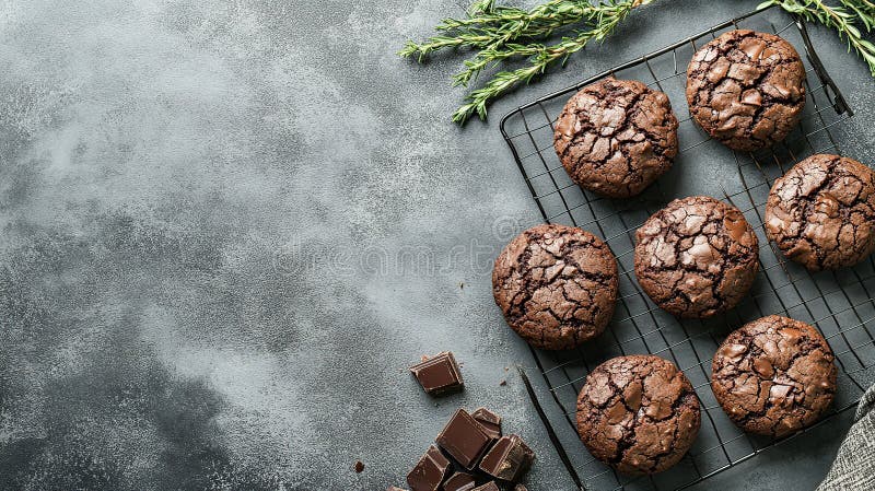 Delicious Chocolate Cookies Cooling on a Wire Rack Stock Illustration ...