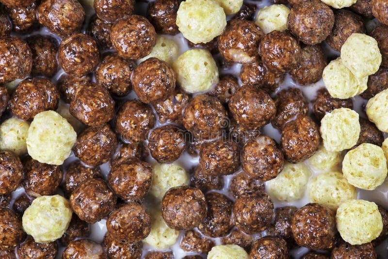 Delicious Chocolate Corn Balls in Milk. Stock Image - Image of ...