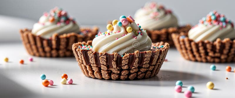 Delicious Chocolate Crispy Cups Sprinkles Dessert Stock Photos - Free ...