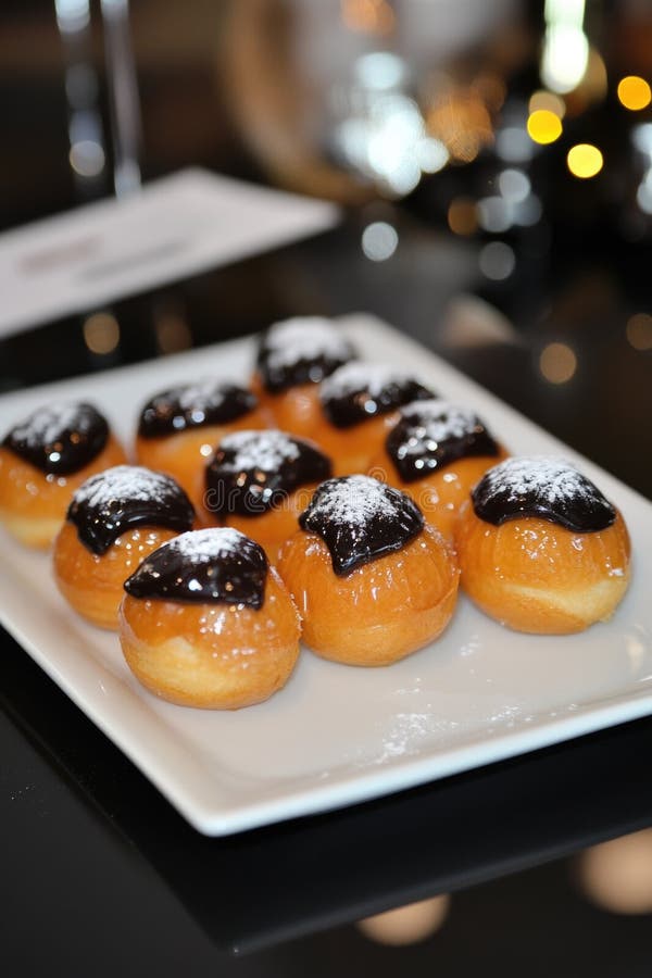 Delicious Chocolate-glazed Pastries Arranged on a White Plate with ...