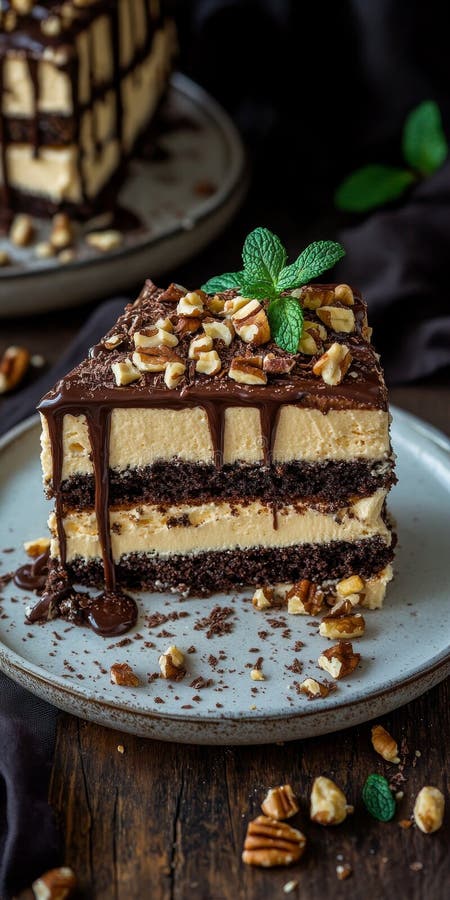Delicious Chocolate Hazelnut Cake a Tempting Slice with Layers, Nuts ...