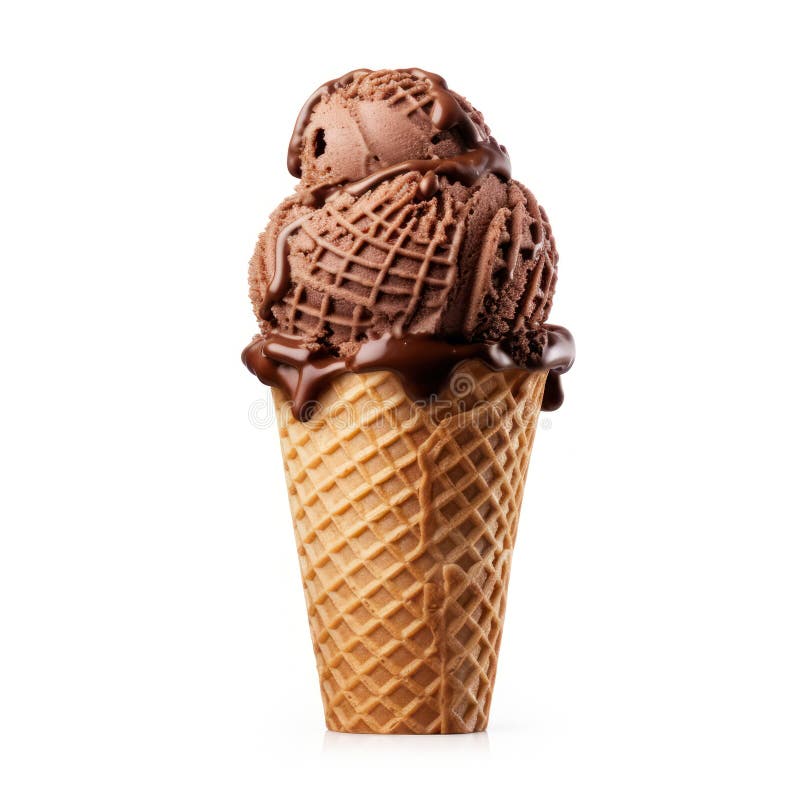 Delicious Chocolate Ice Cream Waffle Cone with Dripping Chocolate Sauce ...
