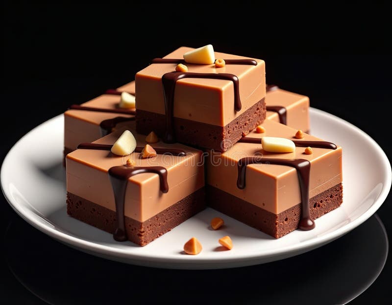 Delicious Chocolate Mousse Cakes with White Chocolate Garnish Stock ...