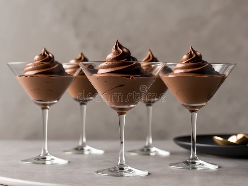 Delicious Chocolate Mousse Dessert in Elegant Glasses Stock Photo ...