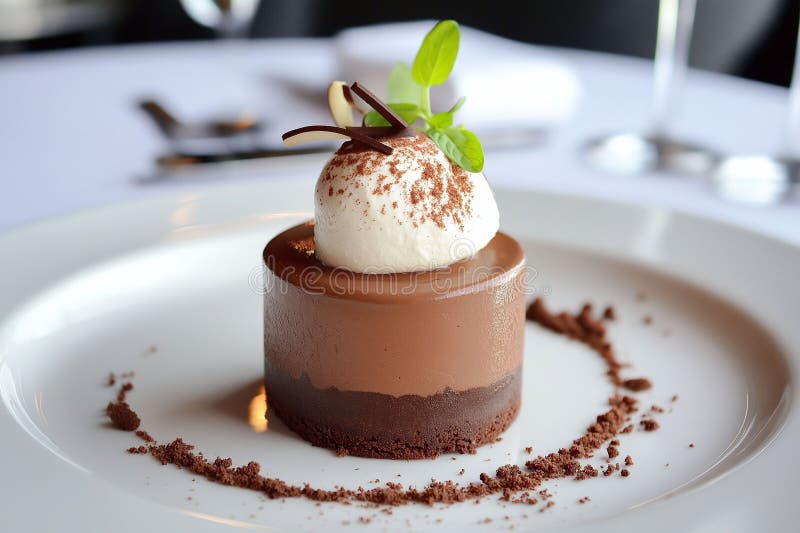 Delicious Chocolate Mousse Dessert Garnished with Whipped Cream and ...