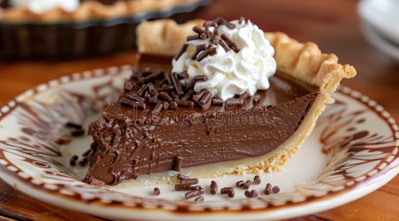 Delicious Chocolate Pie Slice Topped with Whipped Cream and Chocolate ...