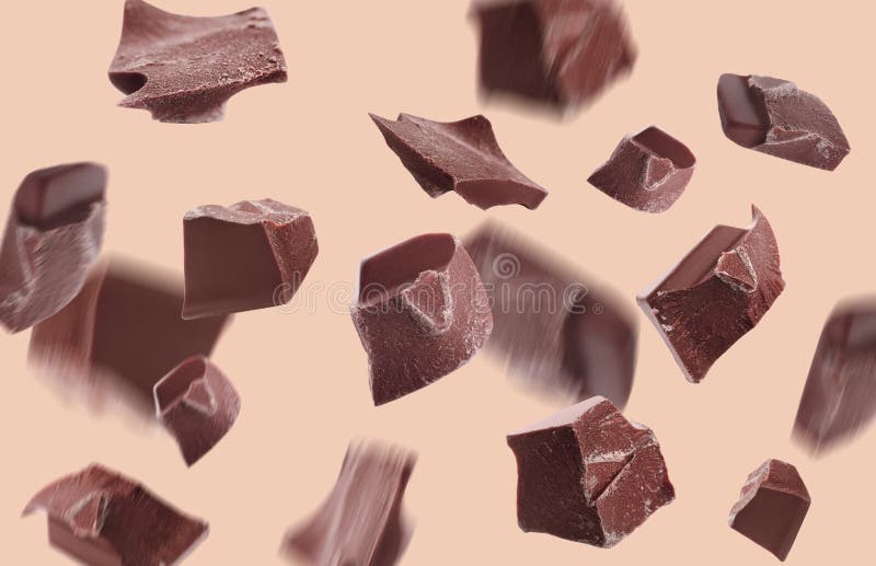 Delicious Chocolate Pieces Falling on Background Stock Photo - Image of ...