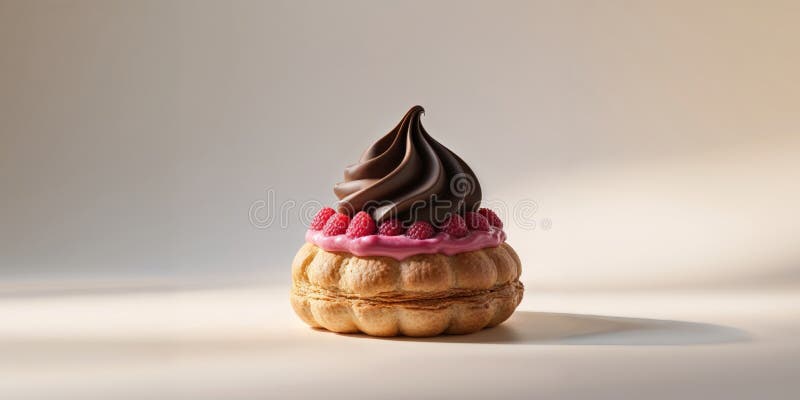 Delicious Chocolate Raspberry Cream Puffs Stock Image - Image of swells ...