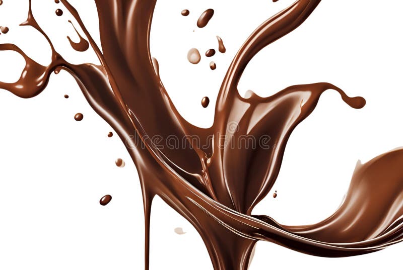 Delicious Chocolate Splash Dynamic Brown Liquid Pouring Isolated on ...