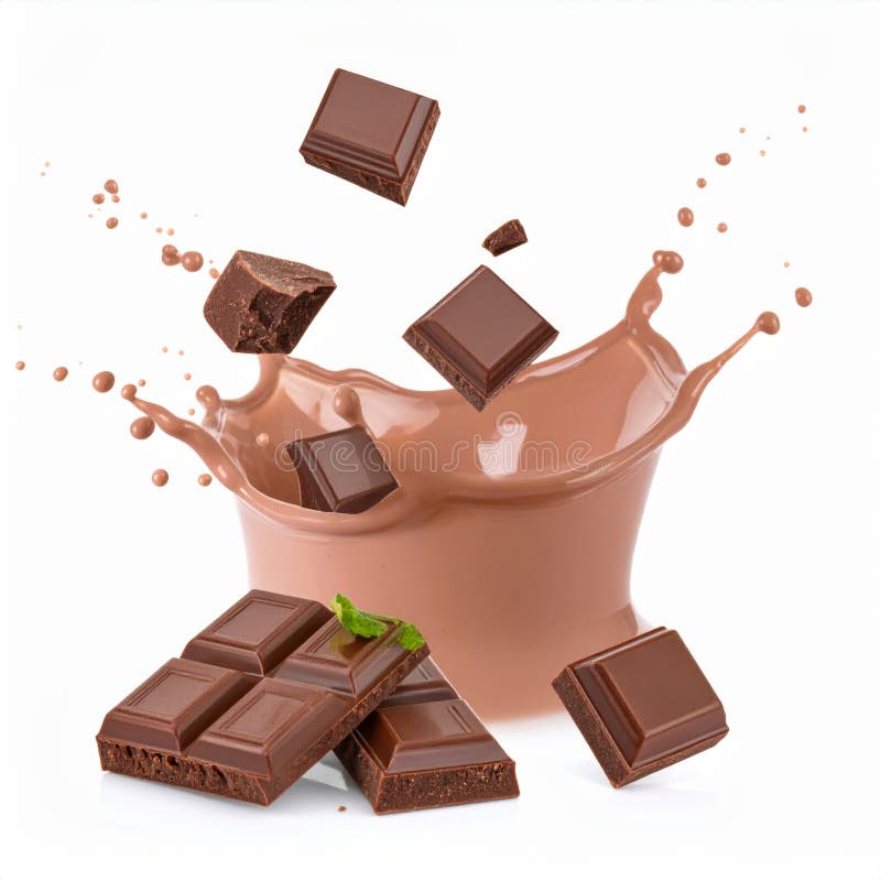 Delicious Chocolate Splash with Falling Pieces, Perfect for Dessert ...