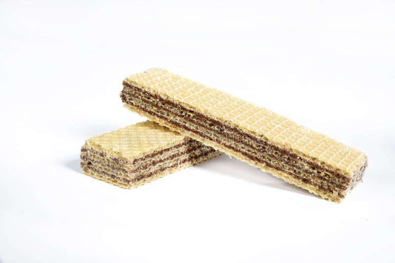 Chocolate Wafer on Top of Each Other Side View Isolated on White ...