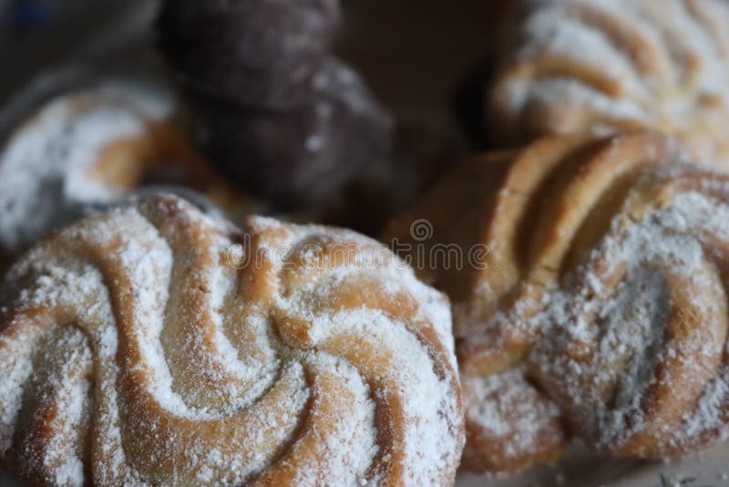 Delicious Chocolate Sugar Cookies Different Shapes and Flavors Stock ...
