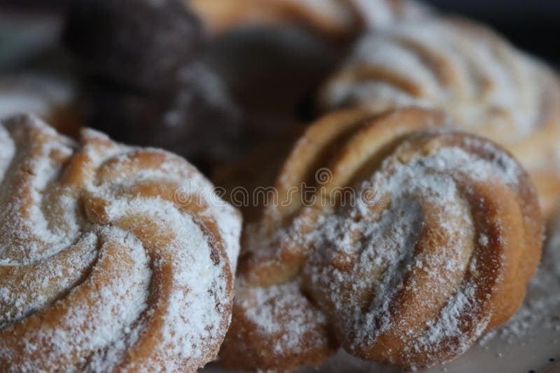 Delicious Chocolate Sugar Cookies Different Shapes and Flavors Stock ...