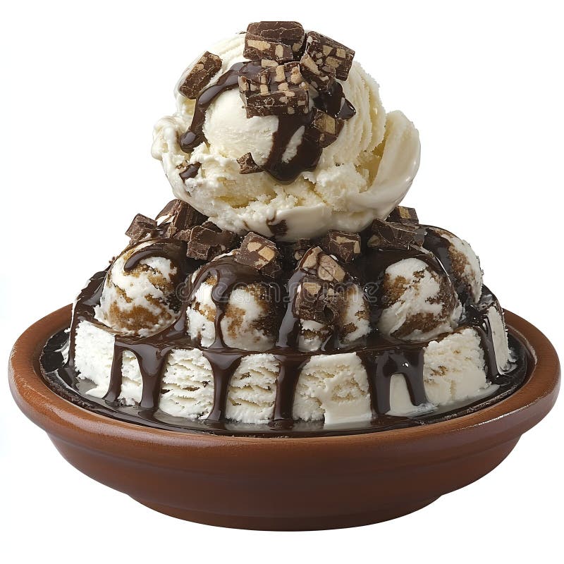 Delicious Chocolate Sundae with Vanilla Ice Cream and Cookie Crumble ...