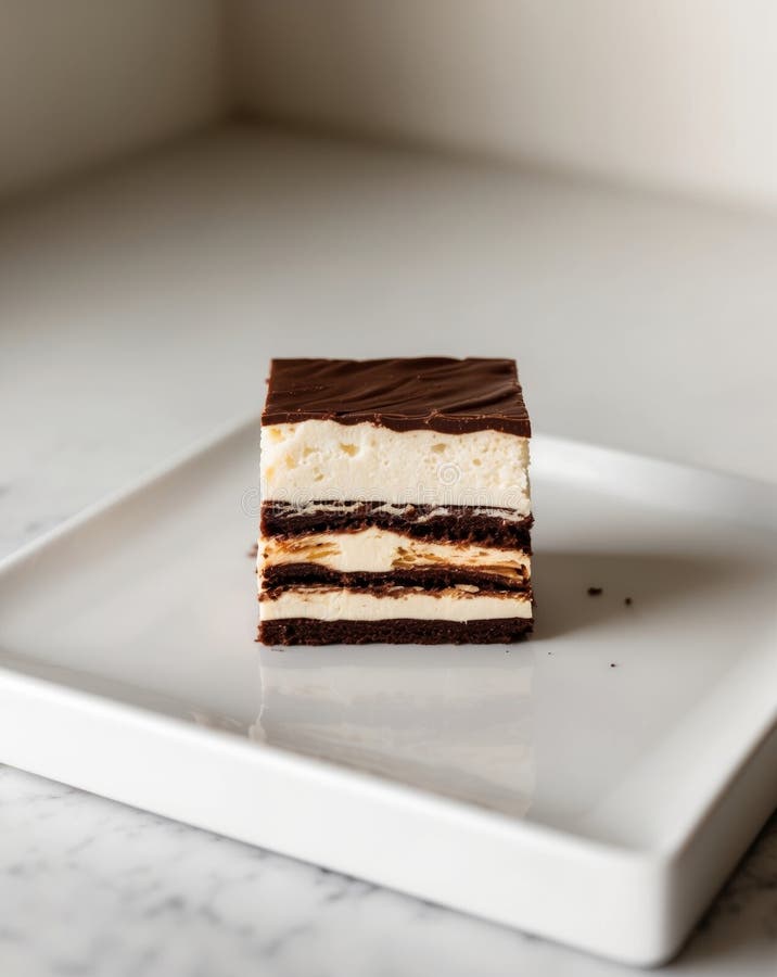 Delicious Chocolate Tiramisu Dessert Square Piece Stock Photo - Image ...