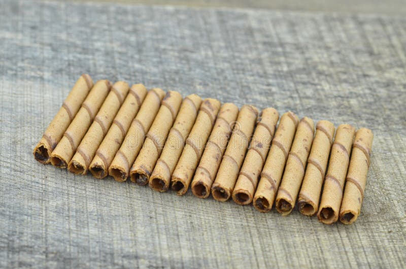 Delicious Chocolate Waffle Roll Stick Lined Up Stock Image - Image of ...