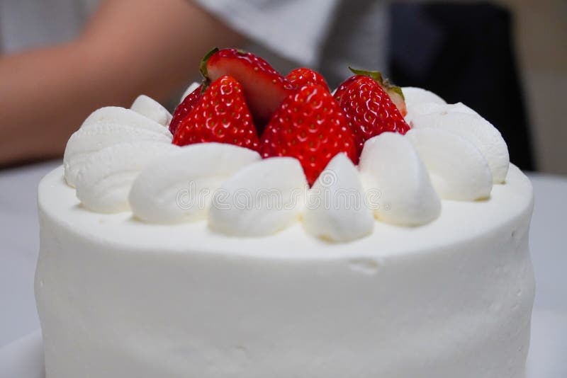 Delicious Christmas Cake with Strawberry Toppings Stock Image - Image ...