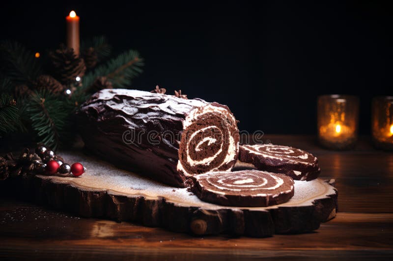 Delicious Christmas Log Cake, AI Generated Stock Illustration ...