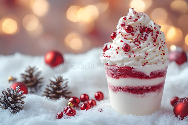 Delicious Christmas Themed Ice Cream with a Christmas Background Stock ...