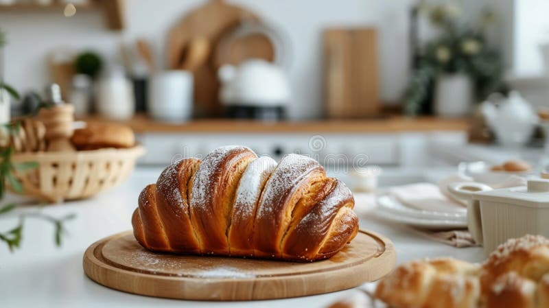 Delicious Cinnamon Bread on a White Kitchen Counter Stock Image - Image ...