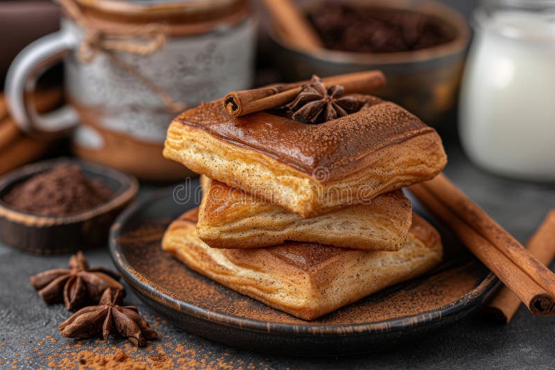 Delicious Cinnamon-flavored Pastries with Spices Stock Illustration ...