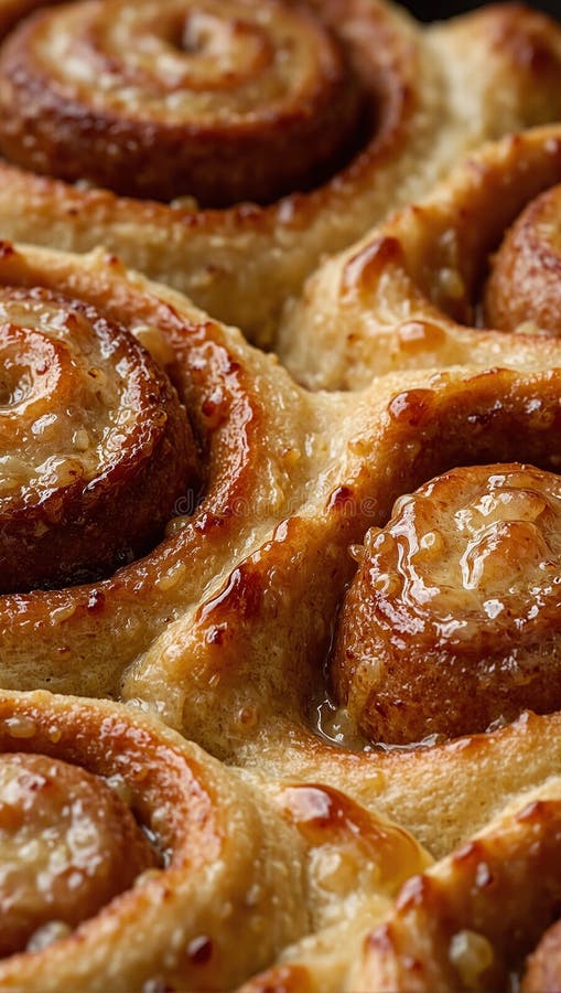 Delicious Cinnamon Roll Caramelizing in Skillet Stock Illustration ...