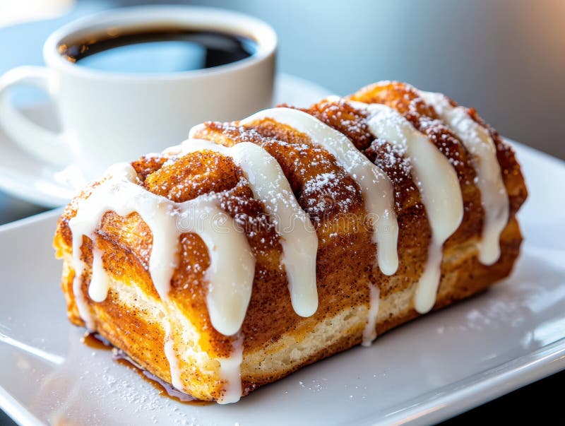 Delicious Cinnamon Roll with Creamy Icing Stock Illustration ...