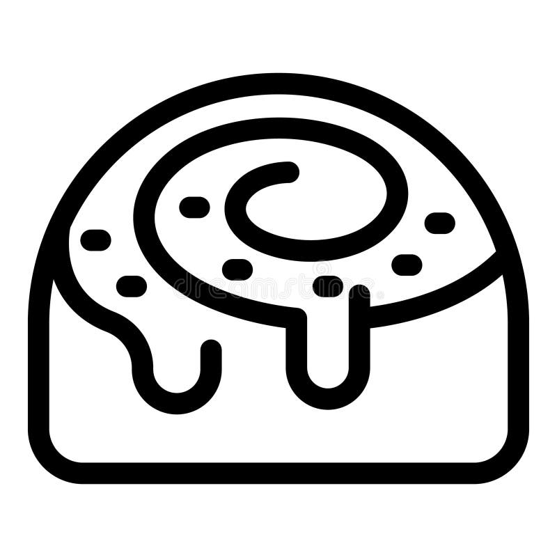 Delicious Cinnamon Roll Dripping with Icing Line Art Icon Stock Vector ...