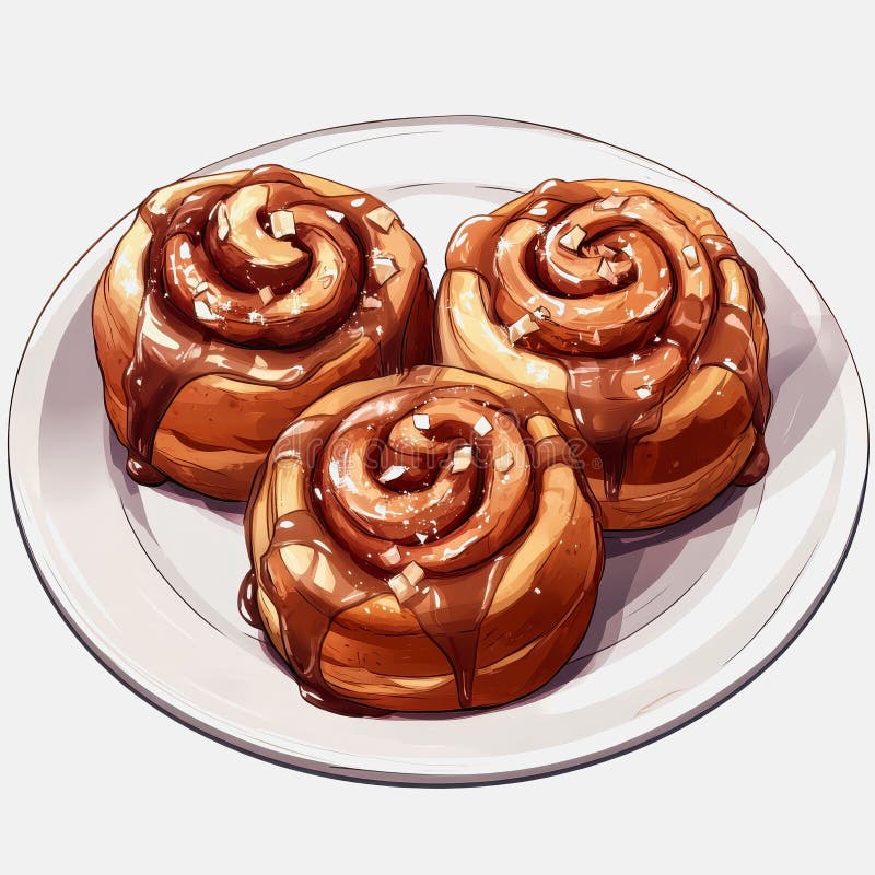 Delicious Cinnamon Rolls on a White Plate Stock Image - Image of cinnamon, flavorful: 344508837