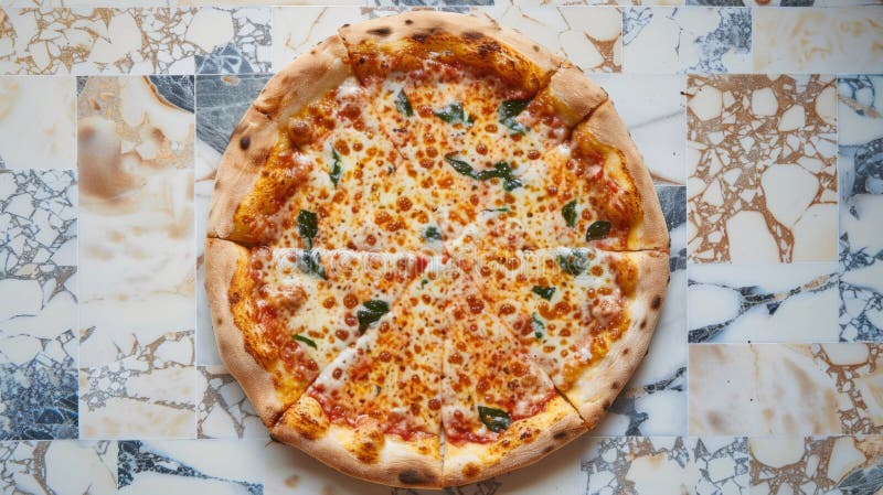 Delicious Classic Margherita Pizza on Elegant Marble Table Stock Image ...