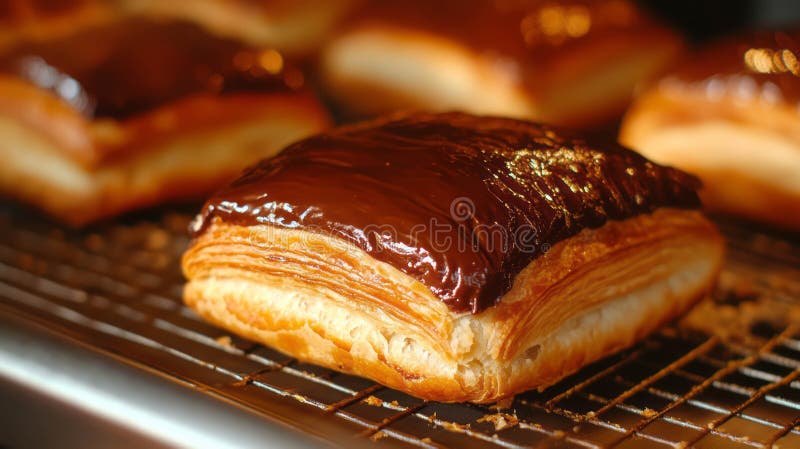 Delicious Close-up of Flaky Pain Au Chocolat in a Studio Setting Stock ...