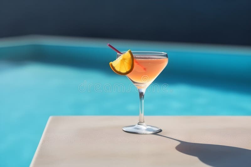 A Delicious Cocktail on a Swimming Pool Top. Stock Illustration ...