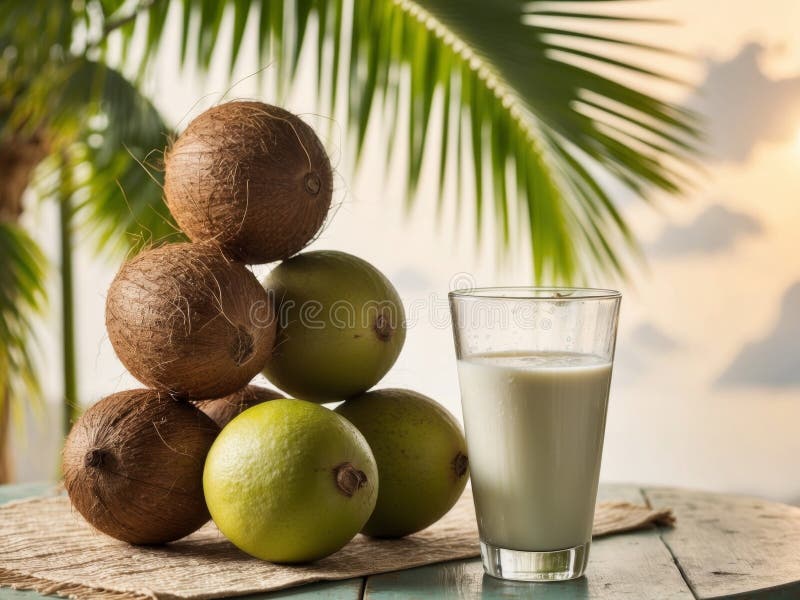Delicious Coconut Flavored Milk Served in a Refreshing Glass beside ...