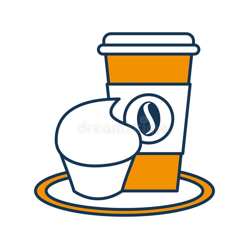 Delicious Coffee with Cupcake Stock Vector - Illustration of icon ...