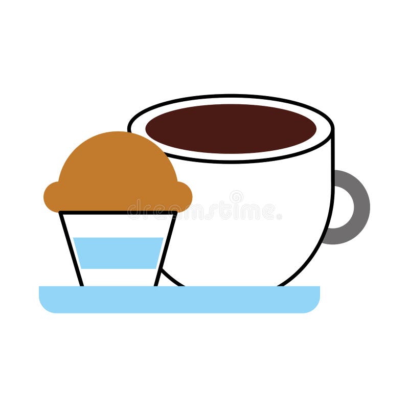 Delicious Coffee with Cupcake Stock Vector - Illustration of fresh ...
