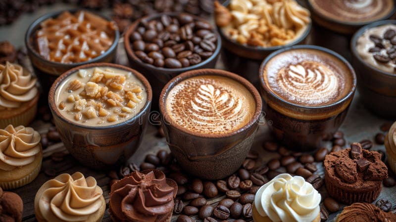 Delicious Coffee and Desserts Arrangement - Generative Ai Stock ...