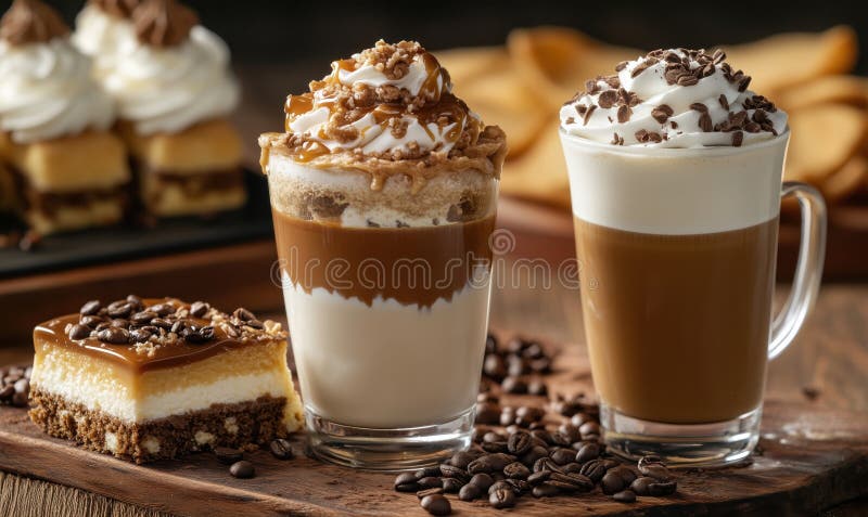 Delicious Coffee Desserts Featuring Layered Drinks and Decadent Cake ...