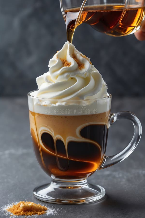 A Delicious Coffee Drink Topped with Whipped Cream and a Drizzle of ...