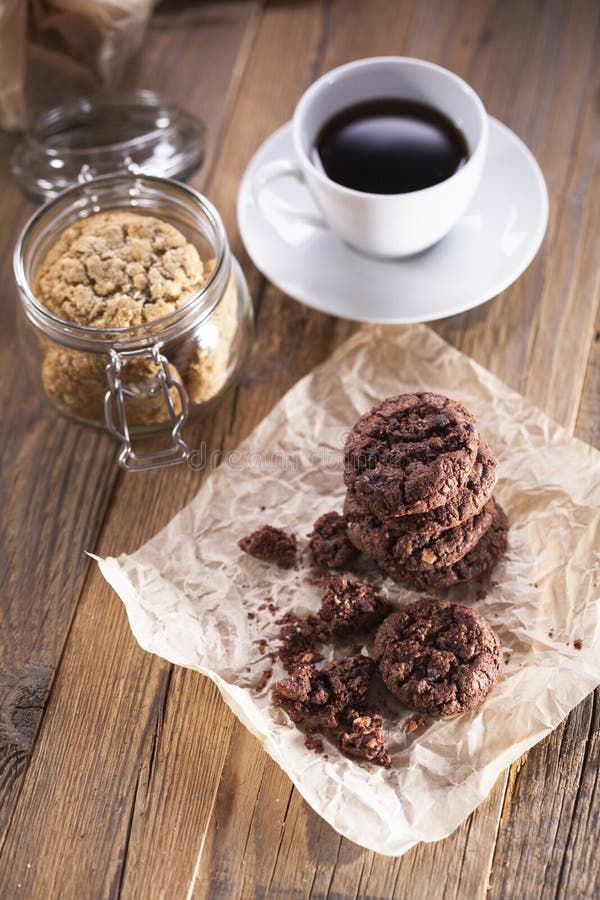 Delicious Coffee with Sweets on a Wooden Table Stock Image - Image of ...