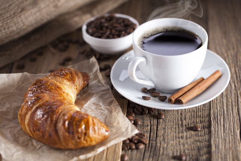 Delicious Coffee with Sweets on a Wooden Table Stock Photo - Image of ...
