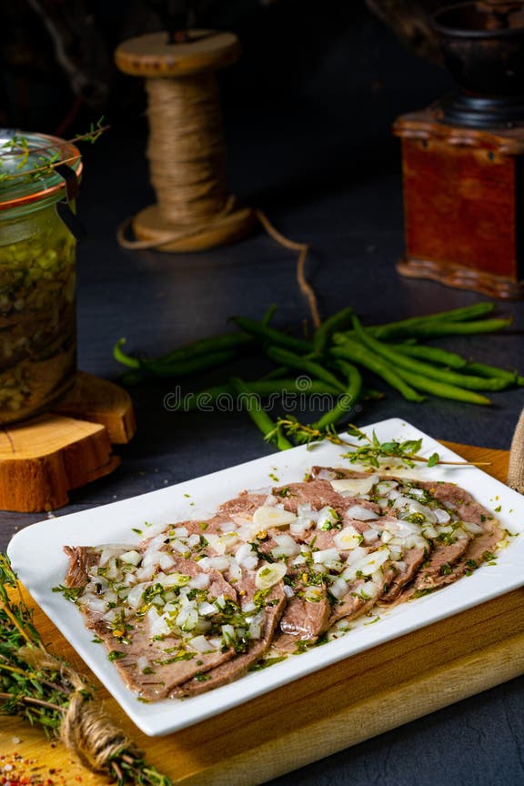 Delicious Cold Beef with Vinaigrette Stock Photo - Image of dressing ...
