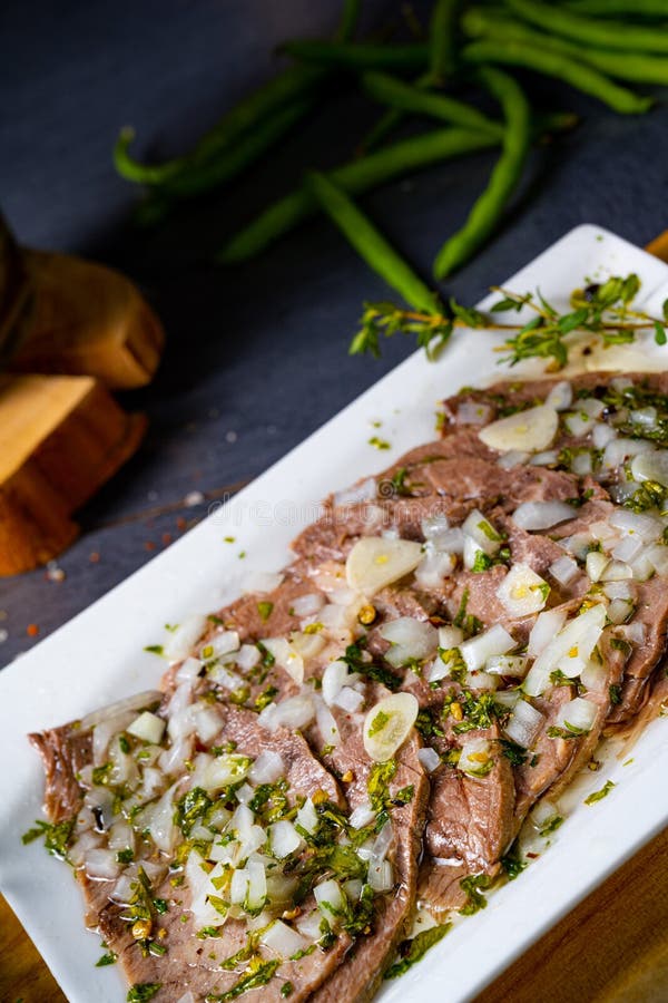 Delicious Cold Beef with Vinaigrette Stock Photo - Image of pastel ...