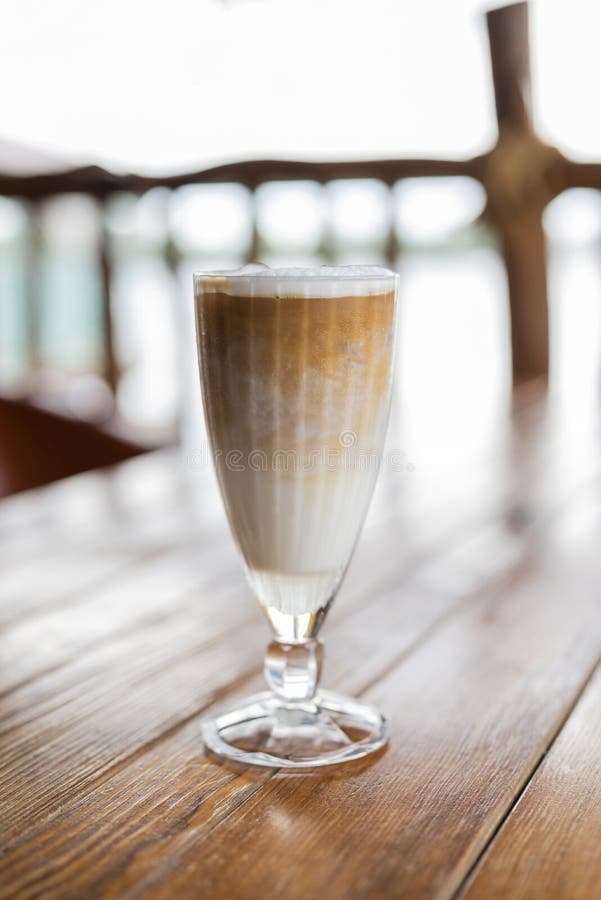 Delicious Cold Ice Latte with Milk and Coffee Stock Image - Image of ...