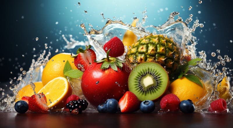 Delicious Colored Fruits on Colored Background, Wallpaper of Fruits ...